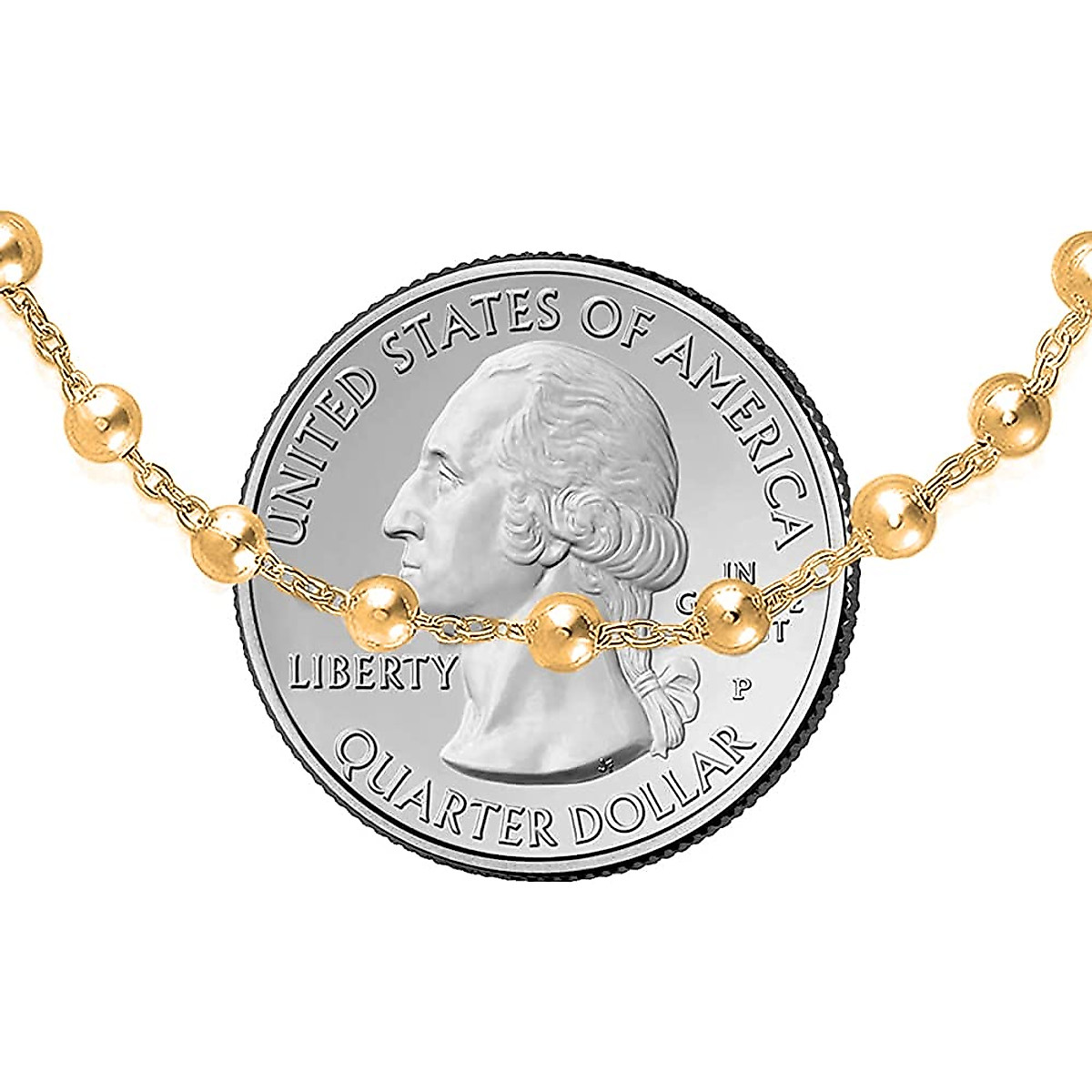 Savlano 925 Sterling Silver Italian Solid Bead Chain Cross & Rosary Virgin Mary Pendant -18K Gold Plated Y Necklace Comes With Gift Box for Women - Made in Italy (24, 5mm)