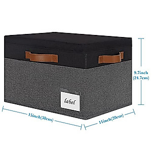 PFFVRP Storage Basket, Fabric Storage Bins with Dual PU Handles, Foldable Storage Baskets for shelves, Storage Boxes for Home, Toys, Clothes,Closet(Black-Grey)
