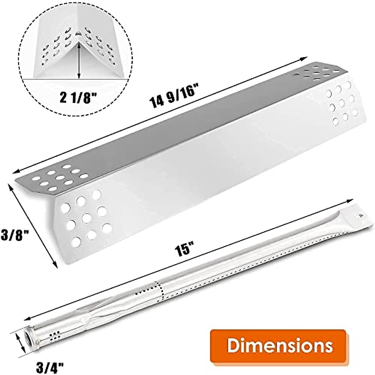 Uniflasy Cooking Grates Burner Heat Plate Ignitor Wire Ignition for Nexgrill 720-0882A Evolution Infrared Plus 5-Burner Stainless Steel Gas Grills Replacement Parts Cooking Grids with Side Burner