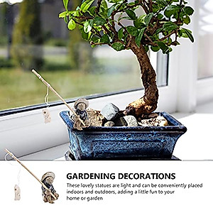 Yardwe 3pcs Miniature Garden Ornament Ceramic Fisherman Fishing Figures Figurines Fairy Garden Statues Small Character Sculptures Decor for DIY Sandbox Zen Garden Terrarium Decor