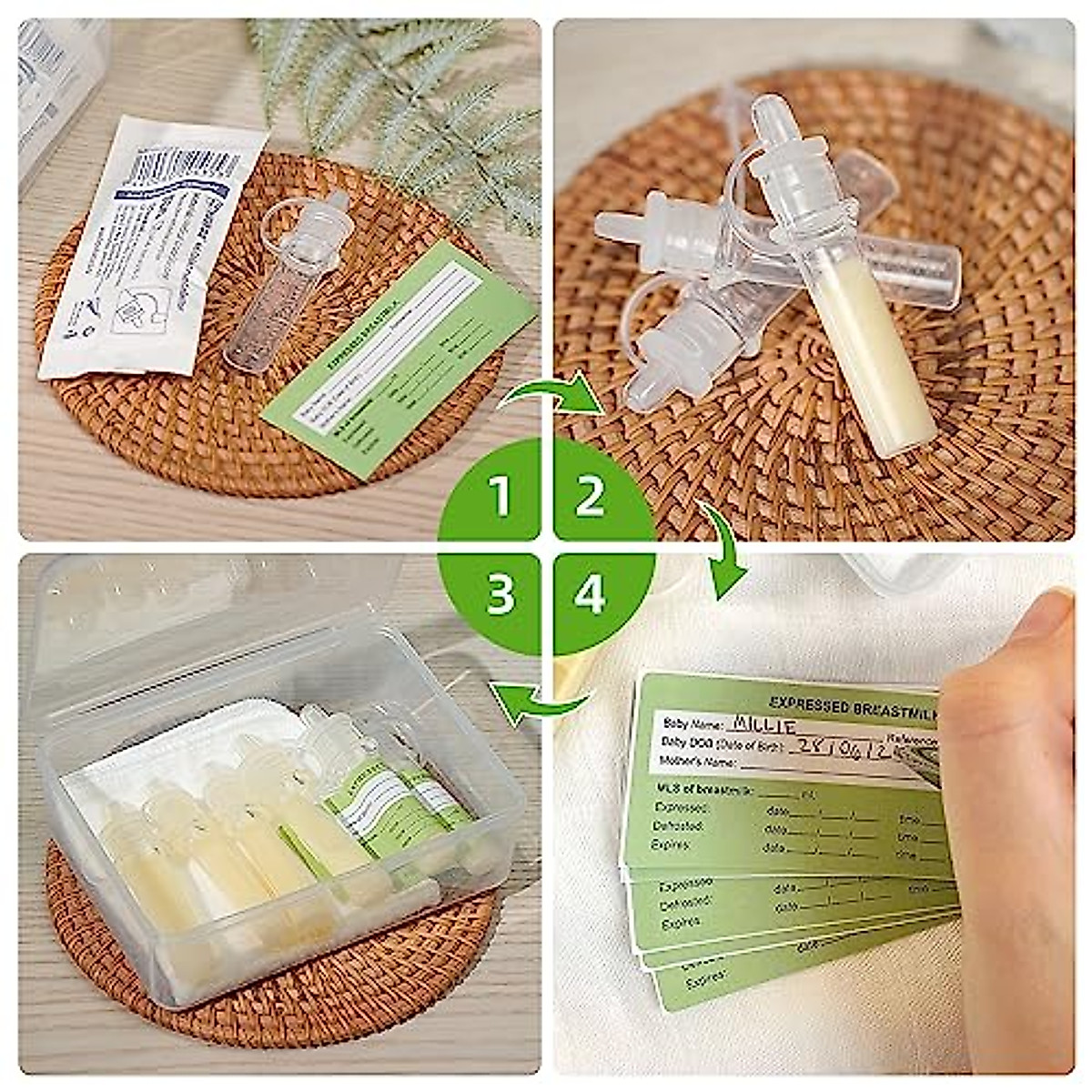 haakaa Colostrum Collector Kit Breast Milk Collector with Cotton Cloth Wipe and Storage Case, Ready-to-Use, Reusable, BPA Free, 4ml/6pcs