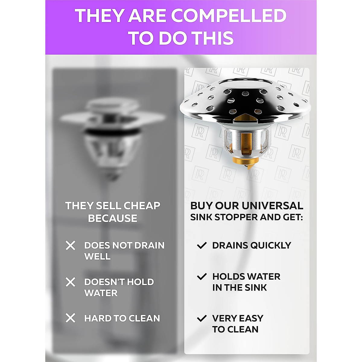 Innovative 2 in 1 Bathroom Sink Stopper Replacement - 1.06"-1.65" Pop Up Drain Stopper - Universal Sink Drain Stopper with Anti-Clogging Filter Basket - Bathroom Sink Plug for Basin Drain Holes