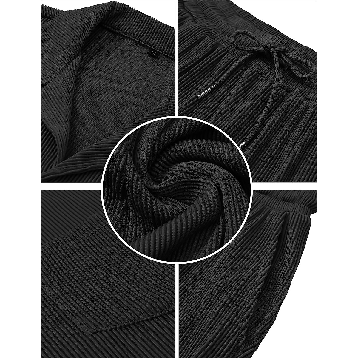 LecGee Mens Vacation Outfits Black Beach Short Sets Oversized Shirts Hawaiian Tracksuits Two Piece Short Set