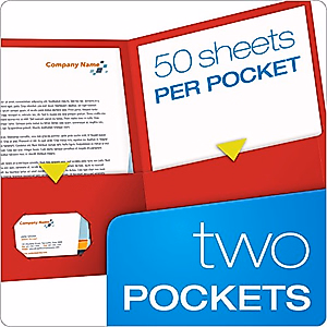 Oxford 2 Pocket Folders, Textured Paper, Assorted Colors (Light Blue, Red, Yellow, Orange, Green), Letter Size, 50 Per Box (67613)