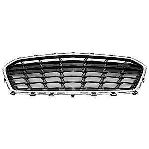 2017-2018 Chevrolet Cruze Front Bumper Cover Grille; For Rs Model; Painted Black With Chrome Surround Molding; Made Of Abs Plastic; [Gm] Partslink GM1036184