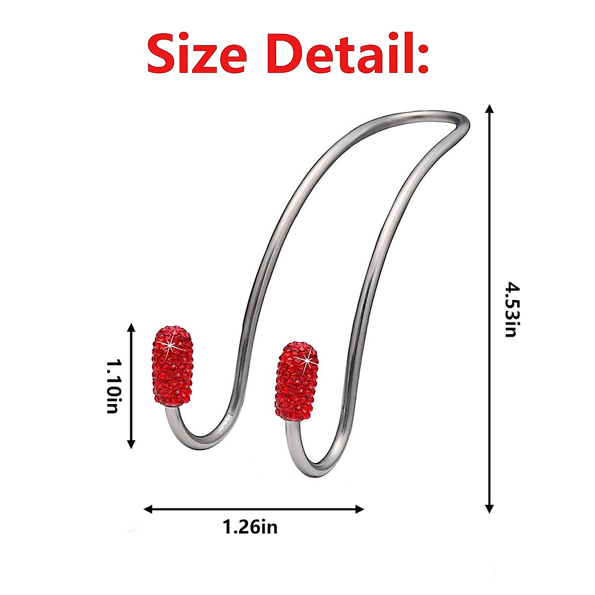 Bling Car Seat Hooks, Rhinestone Universal Organizer Hooks Car Headrest Hangers Hooks, Bag Organizers Rack and Hanger, Strong and Durable Auto Backseat Storage Hooks (B-Red)