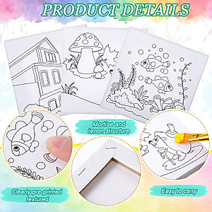 12 Pcs Pre Drawn Outline Canvas Art 4 x 4 inch, Back to School Pre Drawn Stretched Canvas Painting Boards for Painting First & Last Day of School Paint Party Favor for Kid Student (Classic Style)