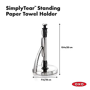 OXO Good Grips SimplyTear Standing Paper Towel Holder, Brushed Stainless Steel (2 Pack)