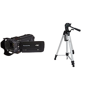 PANASONIC HC-VX981K 4K Camcorder, 20X LEICA DICOMAR Lens, WiFi Smartphone Twin Video Capture (USA Black) and Lightweight Tripod with Bag