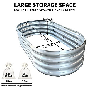 FYIN-HONG Galvanized Raised Garden Bed Metal Planter Raised Garden Boxes Outdoor, Oval Large Metal Raised Garden Beds for Vegetables, Flowers, Herbs 4x2x1ft