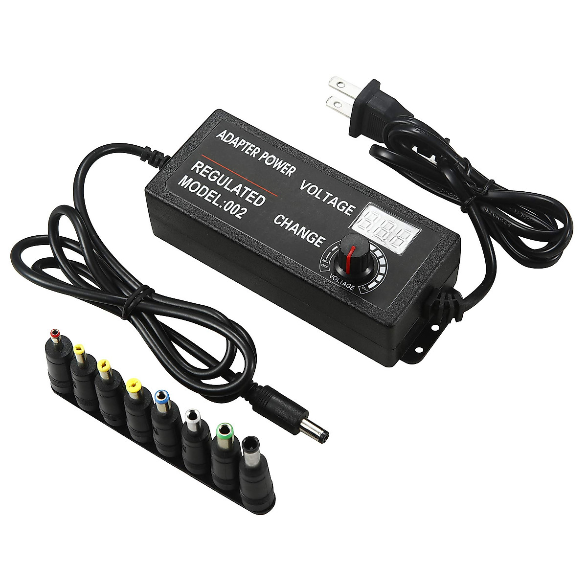 Universal Adjustable AC/DC Switching Power Adapter,AC to DC Power Supply Adapter 3-12v 5A Switching Adjustable Output with Multiple Tips,Black