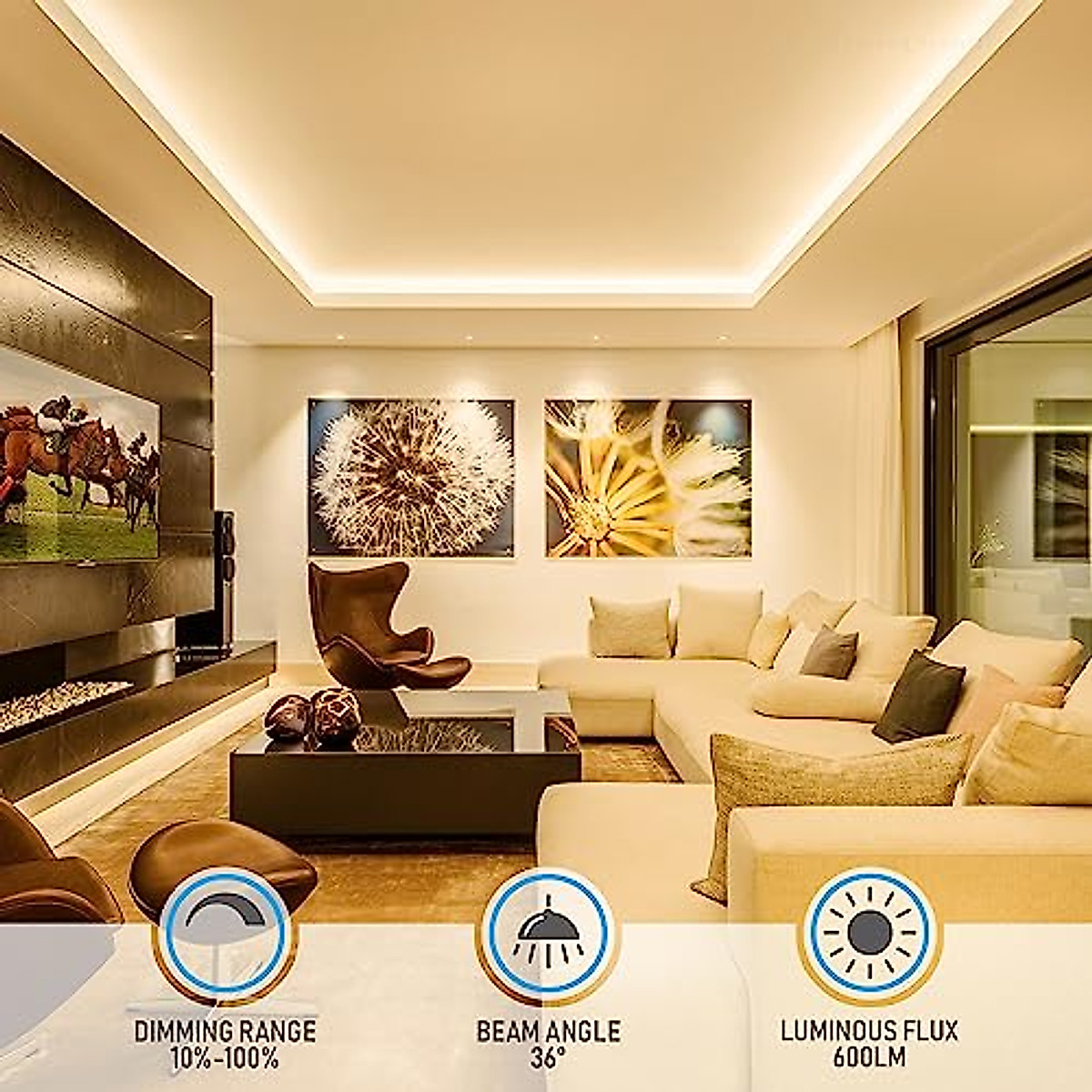 TORCHSTAR 2 Inch LED Recessed Lighting with Junction Box, 600lm CRI90+ Dimmable Anti-Glare LED Downlight, IC Rated, ETL, Energy Star, JA8 & T24 Listed, Baffle Trim, 3000K Warm White, Pack of 6