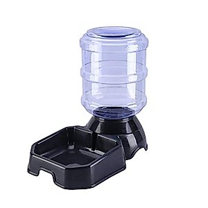 UMei Automatic Pet Waterer Dispenser for Cat Dogs Water Dispenser Automatic Gravity Dog Cat Feeder for Small Medium Large Pets Big Capacity 1 Gallon (Black)
