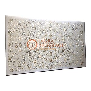 White Marble Dining Top Table Mother of Pearl Precious Inlay Stone Gemstone Decor | 30"x48" Inches