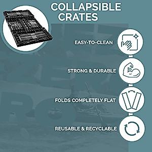 JEZERO Stackable, Collapsible Professional Storage Crate: Grated Wall Utility Storage Baskets for Household Storage and Organization | Black, 23.6" x 15.8" x 11.3” (PN: CC28)