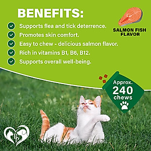 Flea and Tick Prevention Chewable Pills for Cats - Revolution Oral Flea Treatment for Pets - Pest Control & Natural Defense - Chewables Small Tablets Made in USA (Salmon Fish (for Cats))