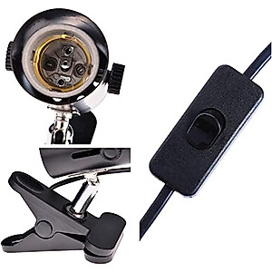 Short Clamp Light Fixture for Reptile, 110V E27 Ceramic Clamp Lamp Holder Stand with Switch, Adjustable Habitat Lighting & Heat Lamps Holder Stand for Pet Heat Bulbs Lamps Use, Black