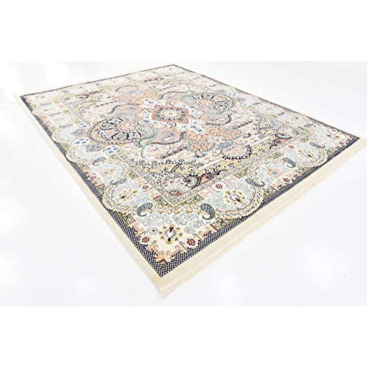 Unique Loom Narenj Collection Classic Traditional Medallion Textured Design Area Rug, 8 x 10 ft, Ivory/Tan