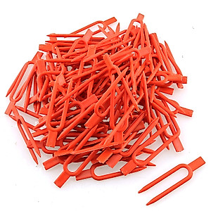 JCBIZ 100pcs Strawberry Planting Fork Dig Fork 55mm Stolon Fixator, Vine Pressing Device, Strawberry Planter, Watermelon Planting Fork Red Color