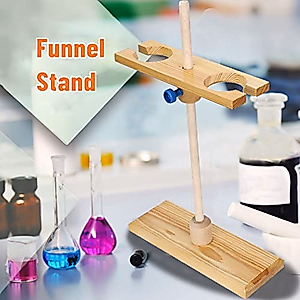 Funnel Stand, 2 Holes Wooden Separating Funnel Stand Holder Adjustable Height Funnel Rack for School Laboratory Experiment Fixing Accessories
