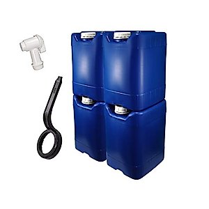 API Kirk Containers 5 Gallon Samson Stackers, Blue, 4 Pack (20 Gallons), Emergency Water Storage Kit - New! - Clean! - Boxed! - Kit Includes One Spigot and Cap Wrench