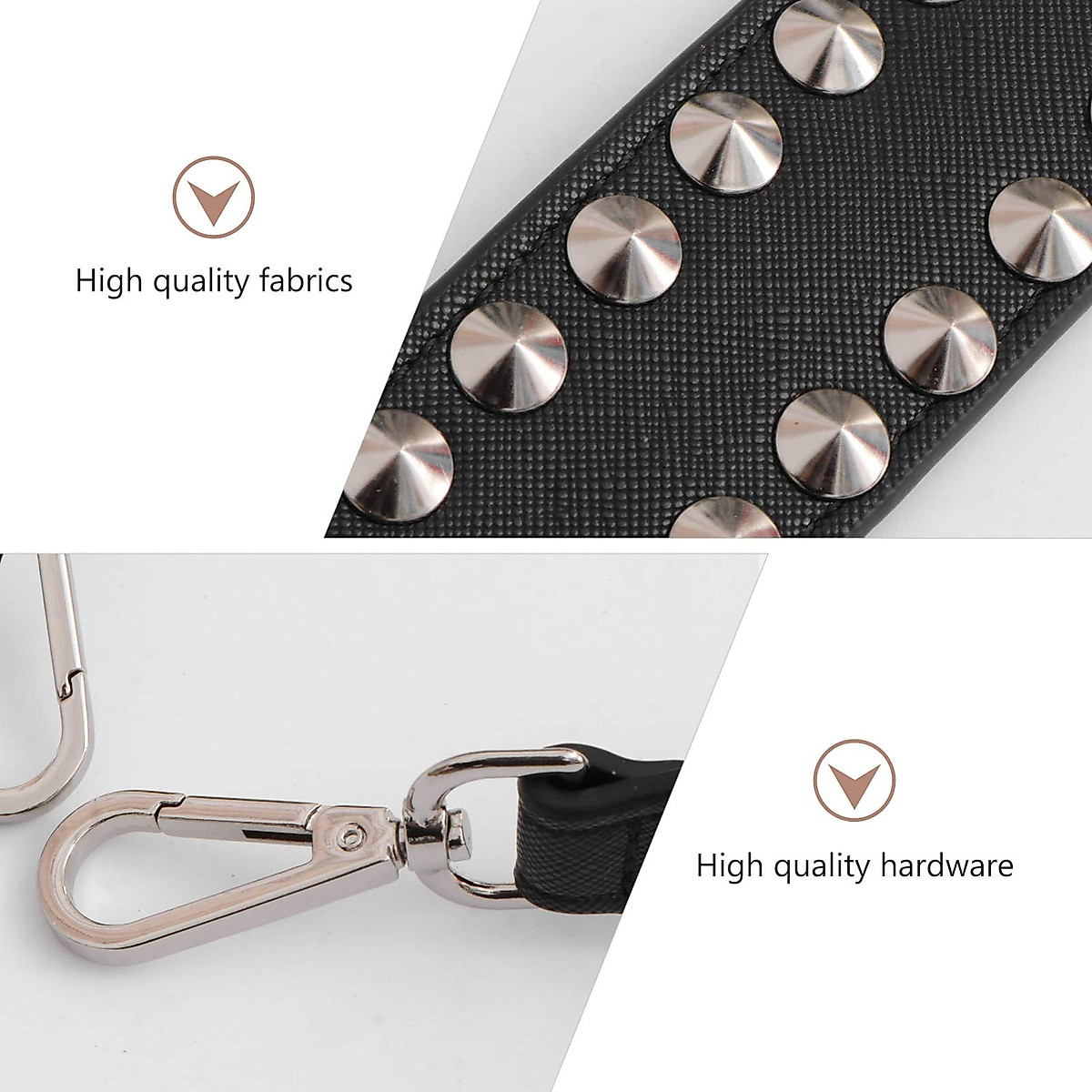 Artibetter Wide Leather Shoulder Bag Strap with siliver Studded Design Replacement Cross Body Handbag Purse Guitar Style Strap (Black)