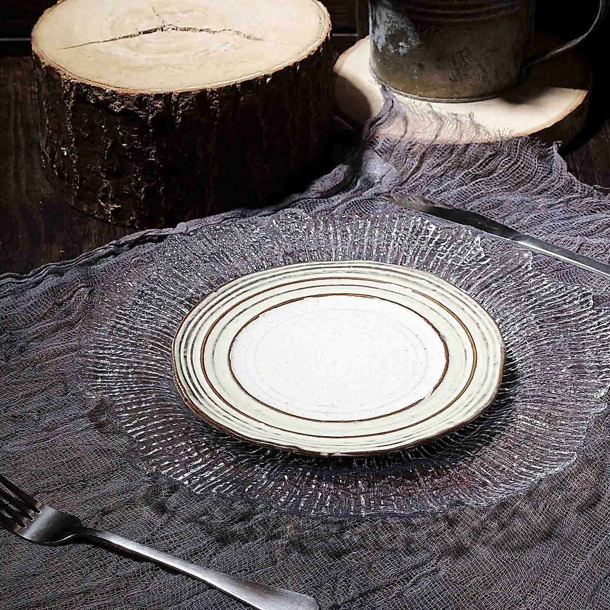 Tableclothsfactory 6 Pack 13" Round Clear Acrylic Reef Charger Plates Ruffled Rim Dinner Charger Plates For Weddings Events