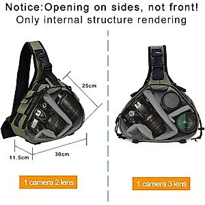 CADeN Camera Bag Sling Backpack Camera Case Waterproof with Rain Cover Tripod Holder, Compatible for DSLR/SLR Mirrorless Cameras (Canon Nikon Sony Pentax) and Accessories Green