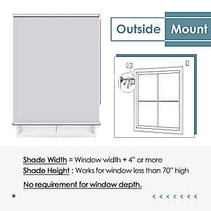 ChrisDowa 100% Blackout Roller Shade, Window Blind with Thermal Insulated, UV Protection Fabric. Total Blackout Roller Blind for Office and Home. Easy to Install. White,20" W x 72" H