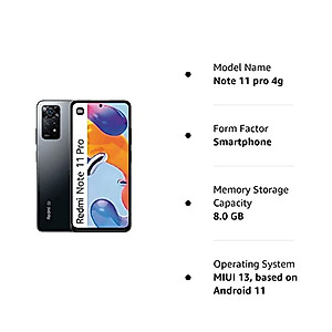 Xiaomi Redmi Note 11 Pro 4G Volte 128GB + 8GB Factory Unlocked 6.67" 108MP Camera Night Mode (Not Verizon Sprint Boost Cricket Metro At&T) + (w/Fast Car Charger Bundle) (Graphite Gray)