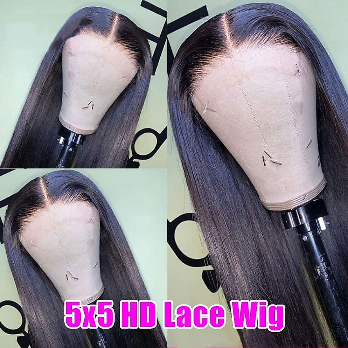 LRSICAL Lace Front Wigs Human Hair Straight 5x5 HD Lace Closure Wigs Human Hair Pre Plucked 180 Density Straight Human Hair Wigs for Black Women (5x5 Hd Lace Closure Wigs, 20 Inch, Straight)