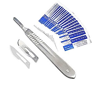 AAProTools 1 Stainless Steel Scalpel Knife Handle #4 With 20 Sterile Scalpel Blades #21 & #24 (AAPro Brand)