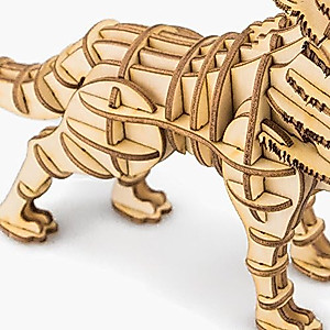 Rolife Build Your Own 3D Wooden Assembly Puzzle Wood Craft Kit Wolf Model Gifts for Kids and Adults