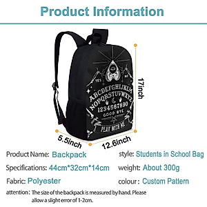 NiYoung Basic Laptop Backpack Stylish Bookbag Durable Vintage Skeleton Magic Ouija Board Black Laptop Backpack with Padded Straps for High School College Gift