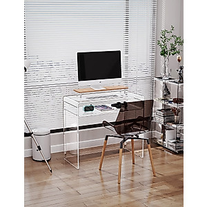 solaround Acrylic Desk Laptop Study Table Home Office Console Table Entrance Table, 33.5'' x 15.7'' x 29.5'' (Clear)