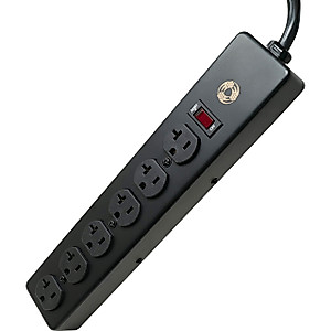 Southwire 5120 20 Amp Rated, 6 Outlet all Metal Power Strip with NEMA 5-20 P&R, 6 Foot 12/3 Cord