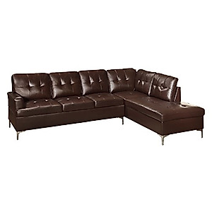 Homelegance Barrington 109" x 108" PU Leather Chaise Sofa, Brown