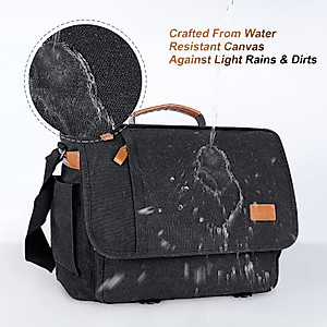 ESTARER Messenger Bag 17-17.3 Inch, Men's Computer Bag Water-resistant Canvas, Teacher Laptop Satchel for Work Office College, Dark Grey