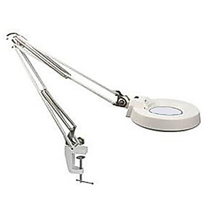 10X Desk Table Clamp Mount Magnifier, Carejoy LED Lamp Light Magnifying Glass Lens Diopter for Workbench, Drafting, Work Light (White Glass)