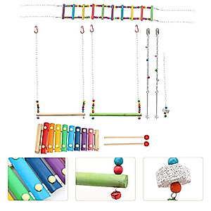 Ipetboom Parakeet Toys Parrot Toy Bird Chewing Perch Wooden Bird Hanging Swing Ferris Pet Parrot Chewing Toys for Parrot Sparrow Parakeet Canary Cockatiel () Parakeet Toys Parrot Toys