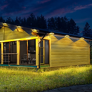 KINKAI Solar Fence Lights 6pcs - Solar Outdoor Waterproof Lights with 9 LED, Solar Gutter Lights for Garden Eaves Garage Patio Deck Sign Porch Driveway Yard Backyard Decor - Warm White Light