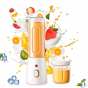 15 Oz Portable Blender Optional Double Cup(Big+Small),USB Rechargeable with 10-Blades, Blender for Shakes and Smoothies, Complementary Food,Crush Ice,Stainless Steel Blades,For Outdoor and Travel