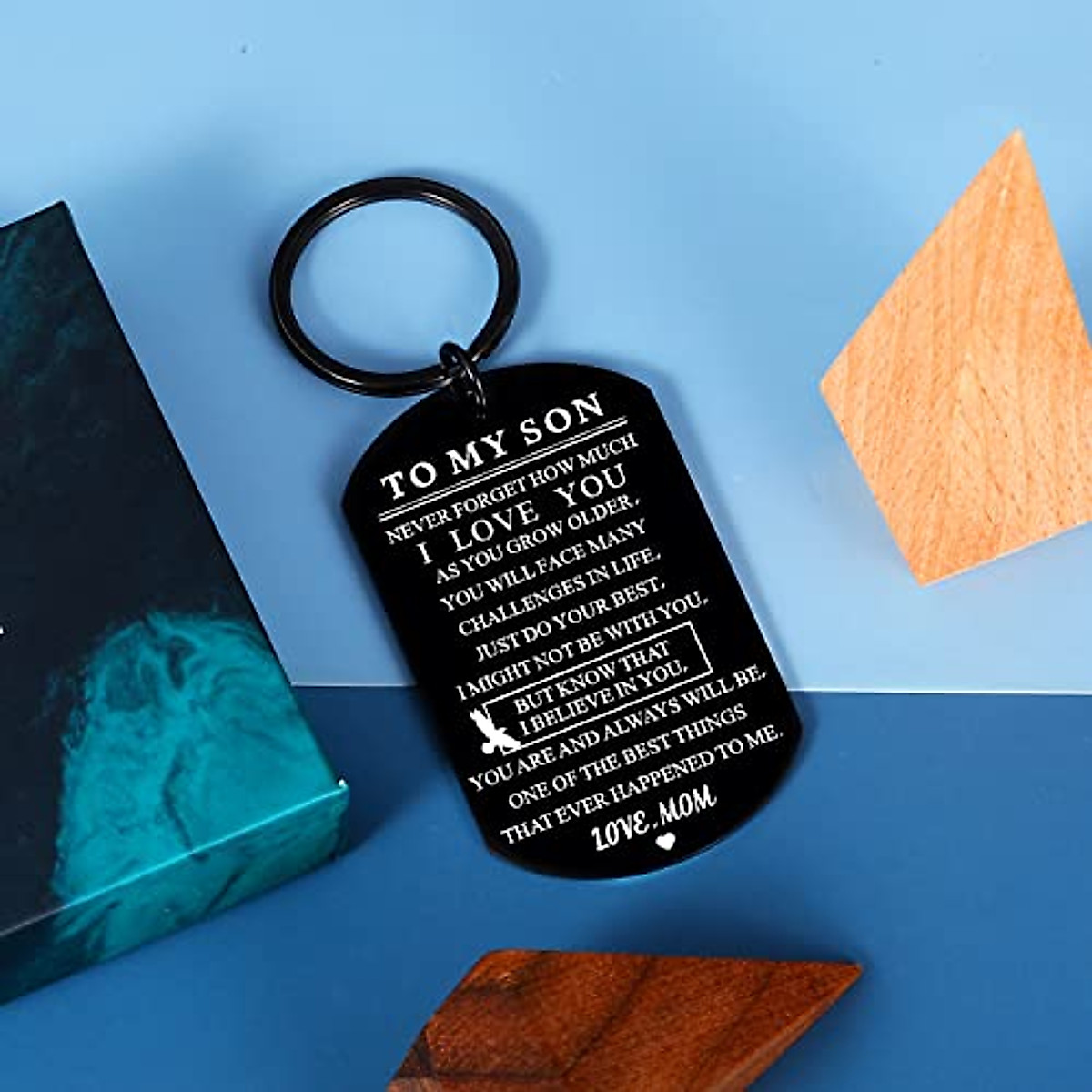 Teen Boys Gift Ideas Son Gifts from Mom Inspirational Keychain for Him Son-in-Law Stepson Birthday Christmas Stocking Stuffers for Teens Valentines Day Gifts for Kids Graduation Gifts Back to School