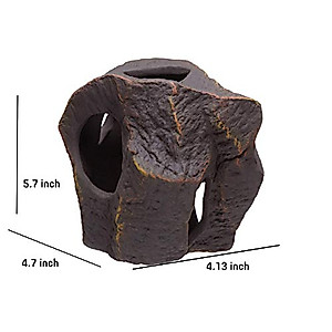 Plecoceramics Ceramic Magma Boulder Stone Decoration - Aquarium Fish Tank Hideway Decor - for Cichlids Plecos Bettas