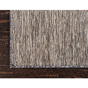 Unique Loom Outdoor Patio Collection Modern Casual Indoor and Outdoor Transitional Indoor and Outdoor Flatweave Gray Area Rug (7' 5 x 10' 0)
