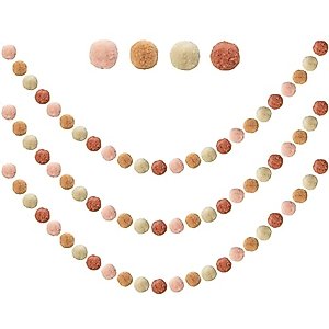 3 PCS Felt Ball Garland - Pom Pom Garland - 9.8 Feet 36 Balls 4 Pastel Colors Pom Pom Decorations Nursery Decor Bunting Birthday Party Decorations Carnival Photo Prop