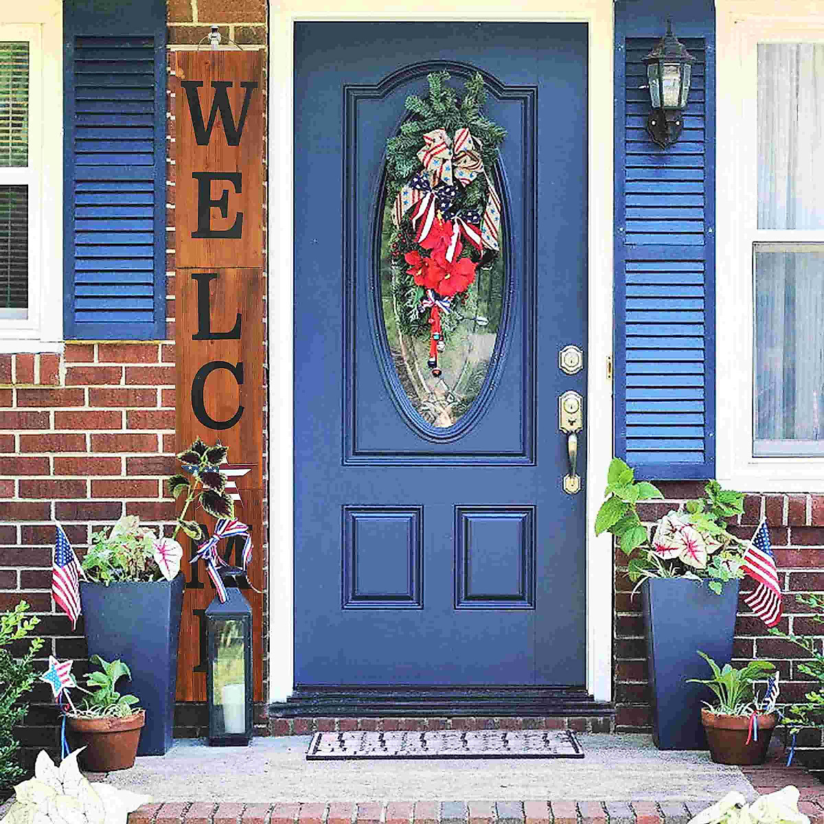 72in Outdoor Welcome Sign for Front Porch Decor, Interchangeable Seasonal Icons Vertical Welcome Sign, Modern Farmhouse Decor for The Home, Wooden Welcome Sign Rustic Brown (9.5" W x 72" H)