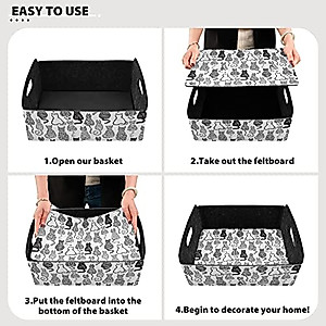 CaTaKu Foldable Storage Basket Pet Cute Cat Collapsible Felt Storage Bins with Handle Drawer Organizer Bin Cube Shelf Box for Organizing Closet Clothes Office Books Bedroom