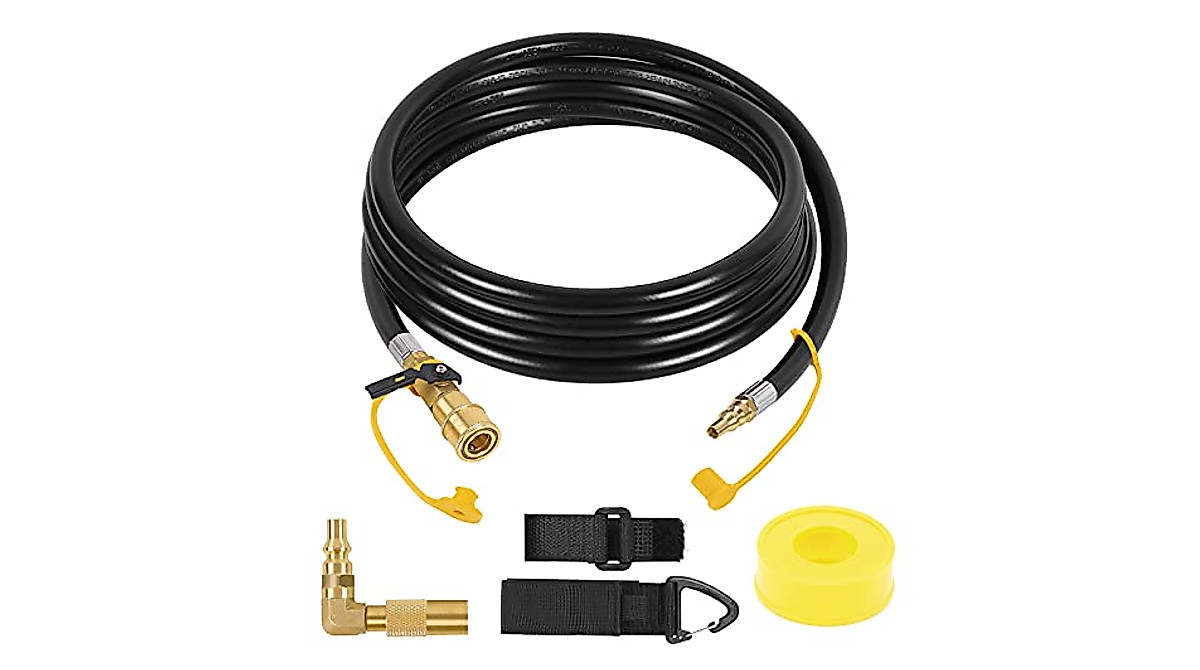 NQN 12FT RV Propane Extension Hose with Quick-Connect & Elbow Adapter
