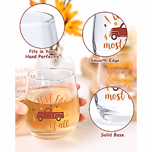 Nefelibata Fall Wine Glass Fall Cups Hello Fall Fall Leaves Pumpkin Spice Stemless Wine Glass Tumbler for Table Decor Wedding Birthday Thanksgiving Gift Ideas 12oz Set of 4